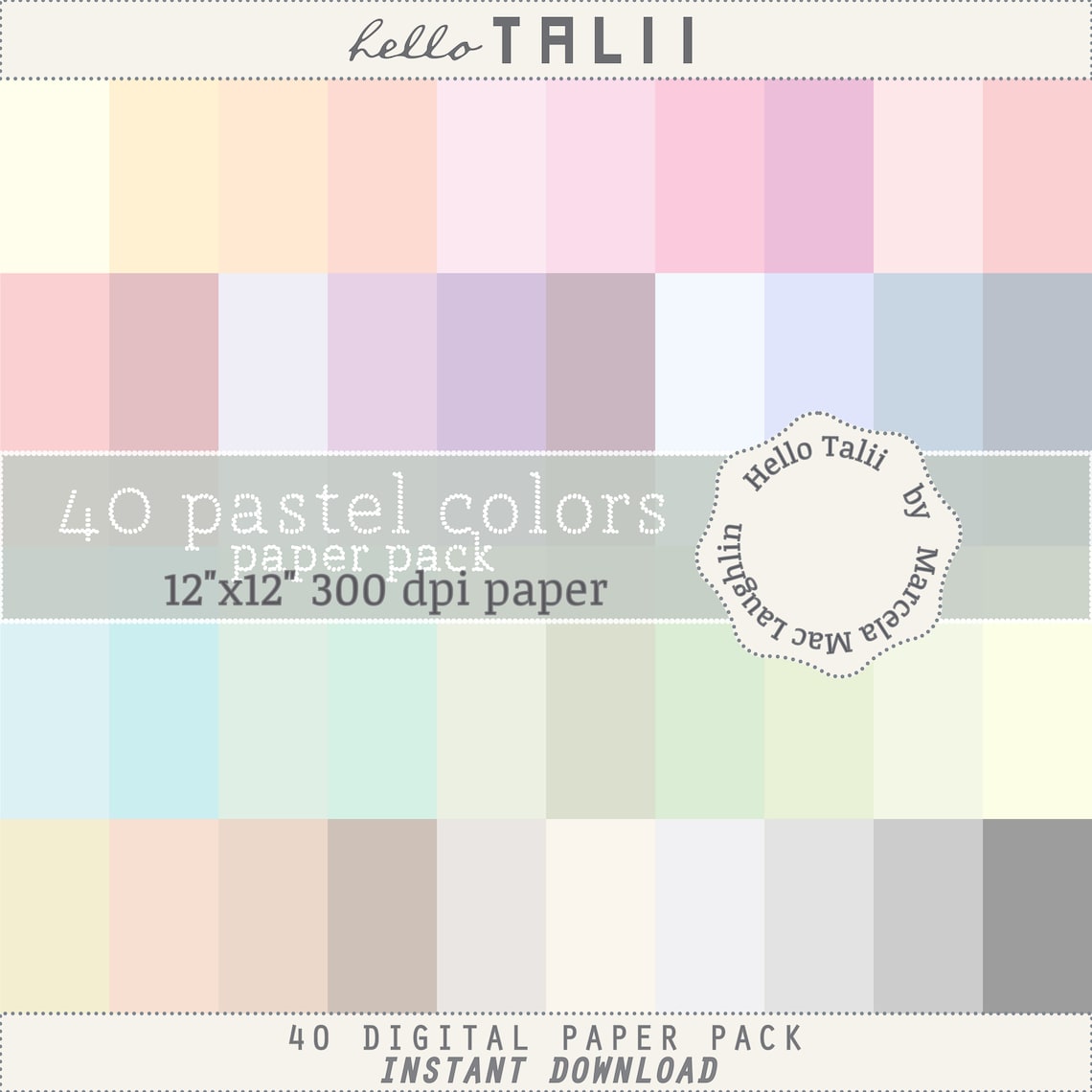 PASTEL COLORS DIGITAL Paper 40 Pantone Plain Color - Etsy