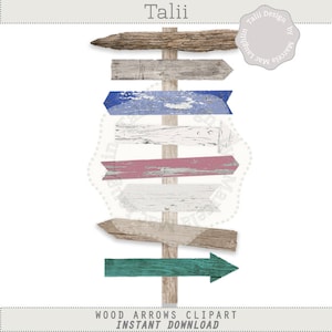 WOOD ARROW SIGN Clip Art- Distressed Wood Clipart Editable Arrows ...