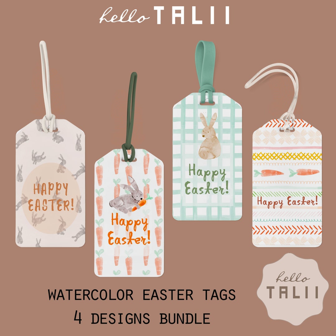 Watercolor EASTER Tags BUNDLE- Happy Easter PRINTABLE Tags Thank You ...