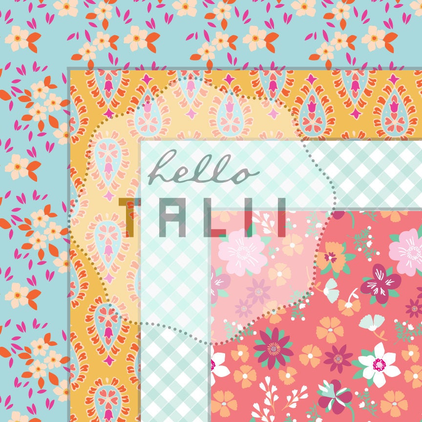 BOHO SPRING Digital Paper Flowers and Paisley Backgrounds | Etsy