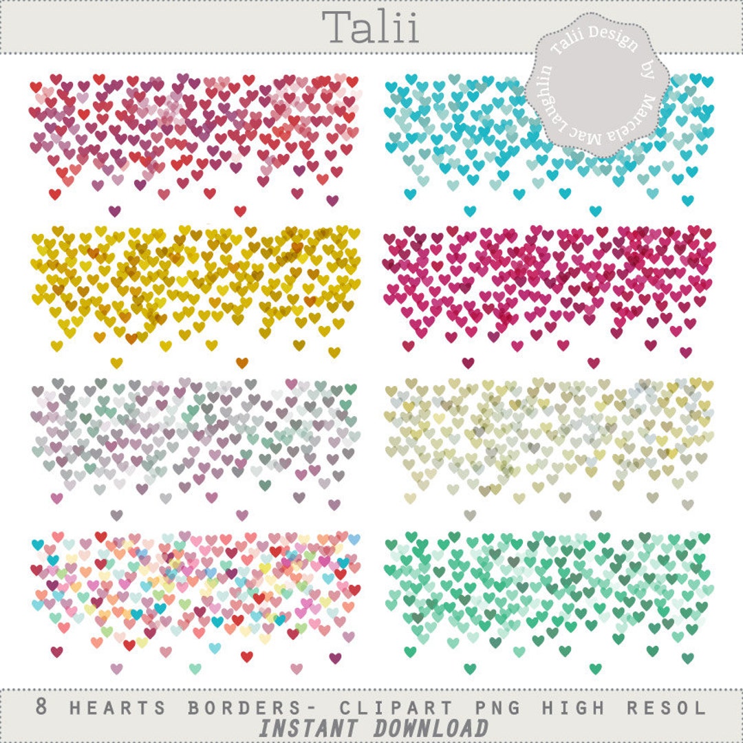 HEARTS BORDERS Clipart- 8 DIGITAL Clip Art Borders Hearts Overlays Gold ...
