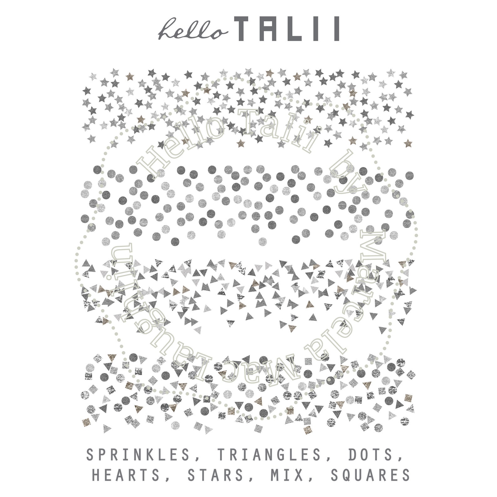 SILVER GLITTER CONFETTI Borders Clip Art- 8 Borders Silver Confetti ...