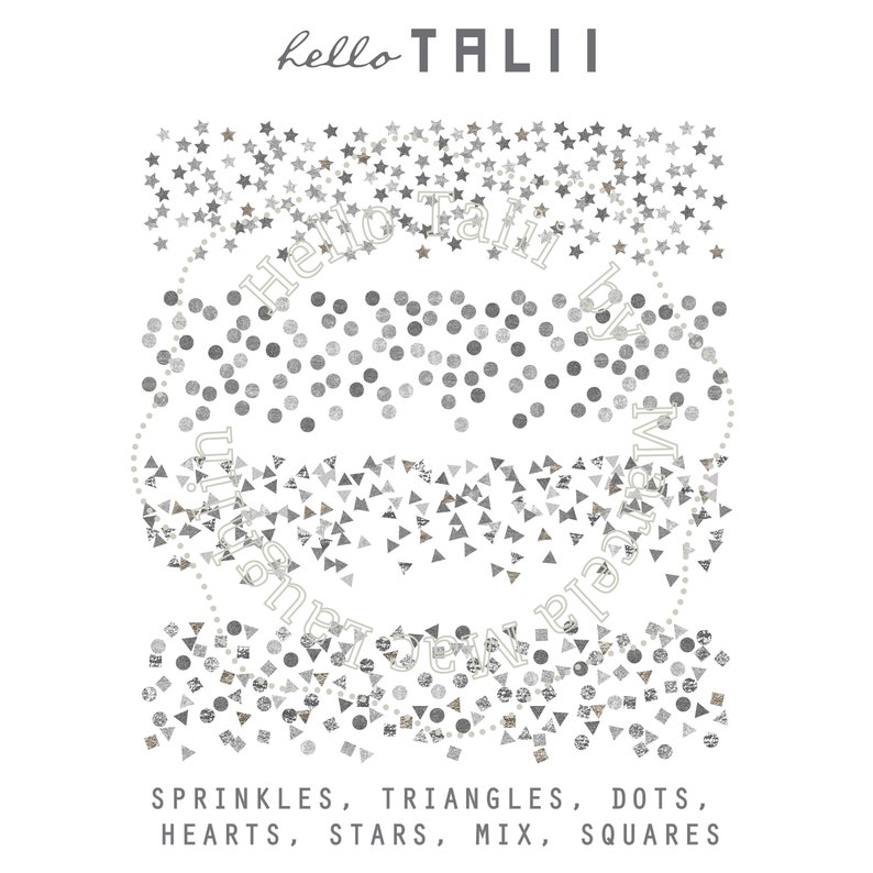 SILVER GLITTER CONFETTI Borders Clip Art 8 Borders Silver | Etsy