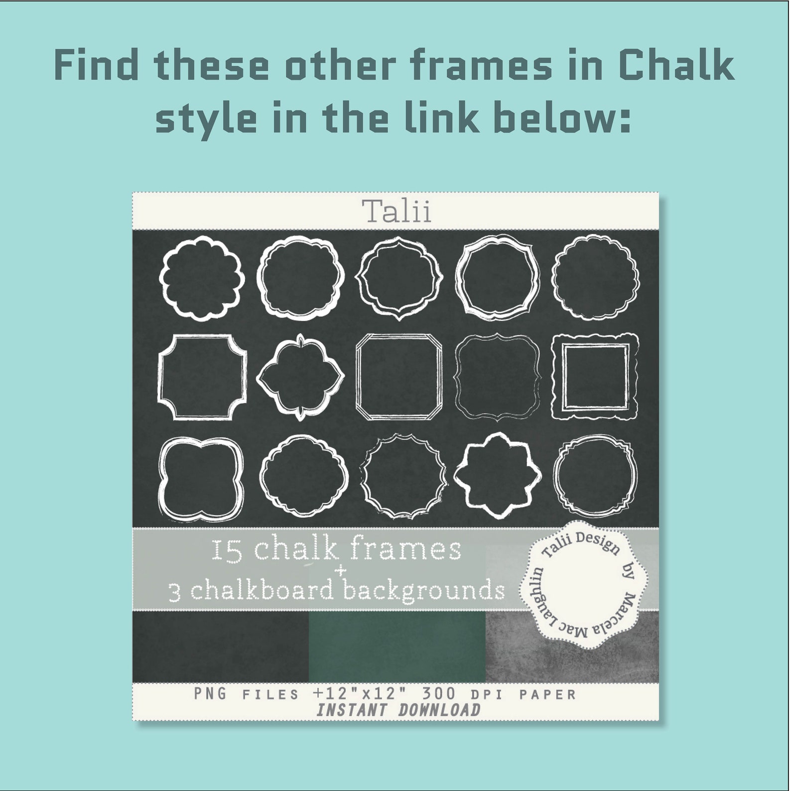 CHALKBOARD FRAMES CLIPART 16 Black Frames Labels in | Etsy