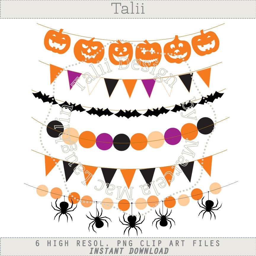 Halloween Clipart HALLOWEEN Bunting Flags and Banners Clipart - Etsy