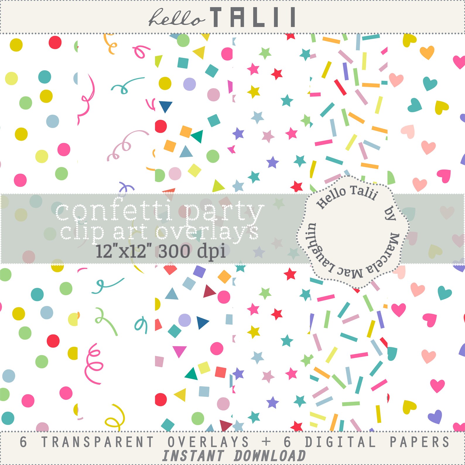 Rainbow Pastel Confetti OVERLAYS Digital Papers Assorted - Etsy