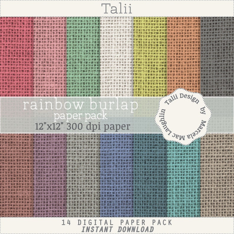 RAINBOW BURLAP Digital Paper Burlap Backgrounds Bright Colors - Etsy