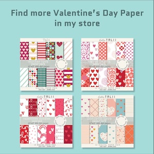 Valentines DAY Digital Paper- Valentine's Day DOODLES Backgrounds Red ...