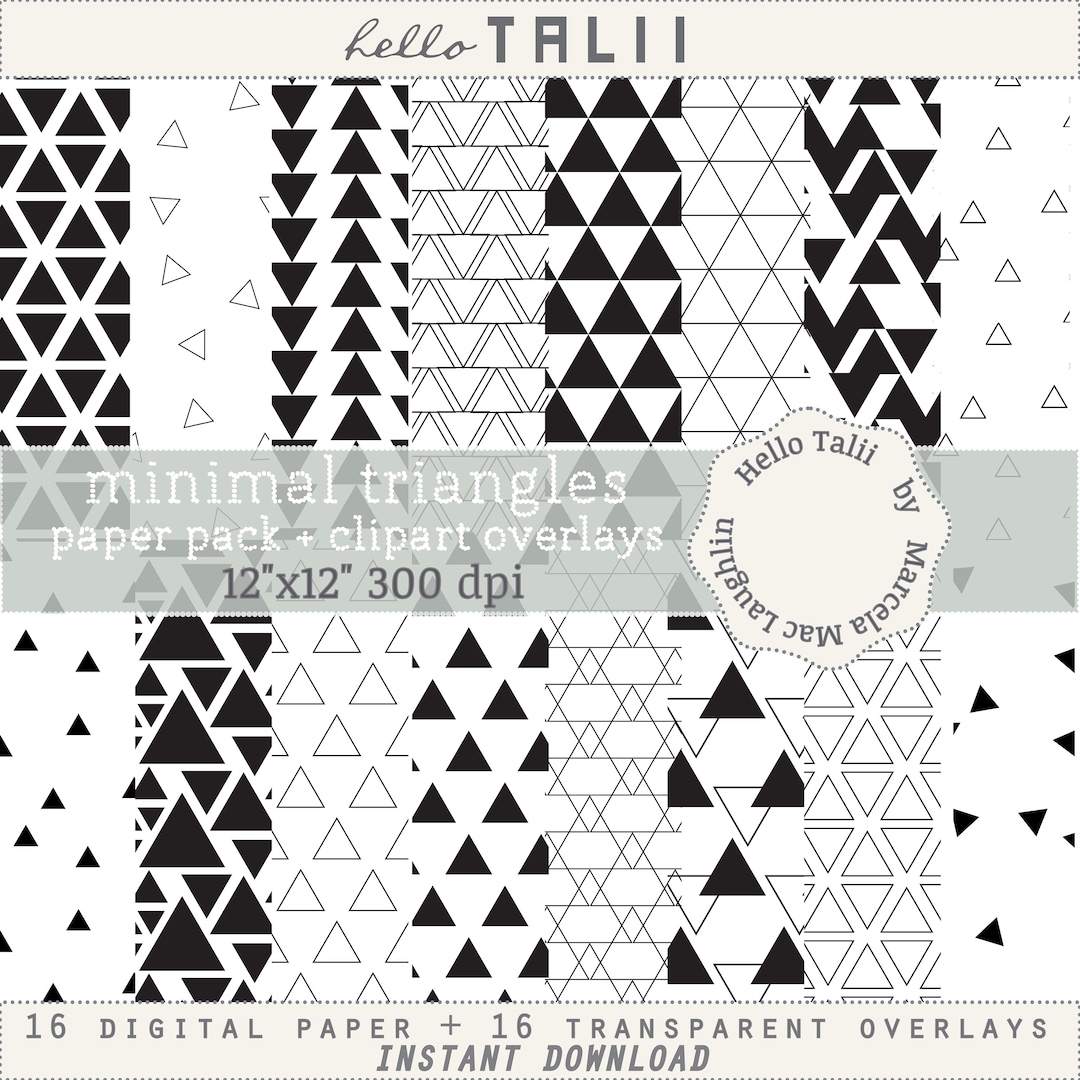 TRIANGLES Clipart Overlays + Digital Paper- Minimal Triangles Templates ...