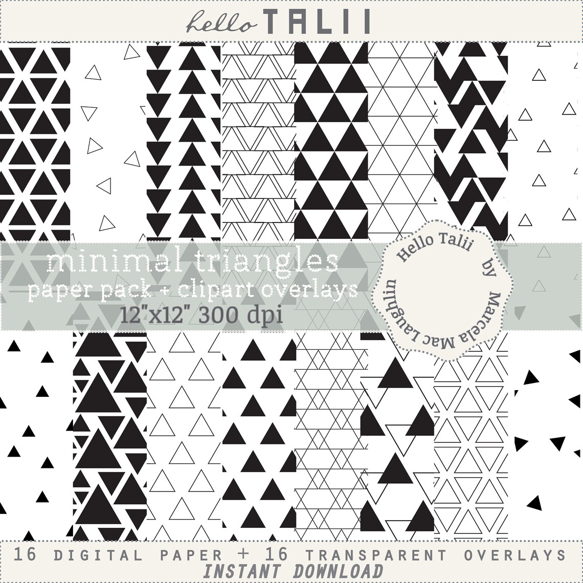 TRIANGLES Clipart Overlays Digital Paper Minimal Triangles | Etsy