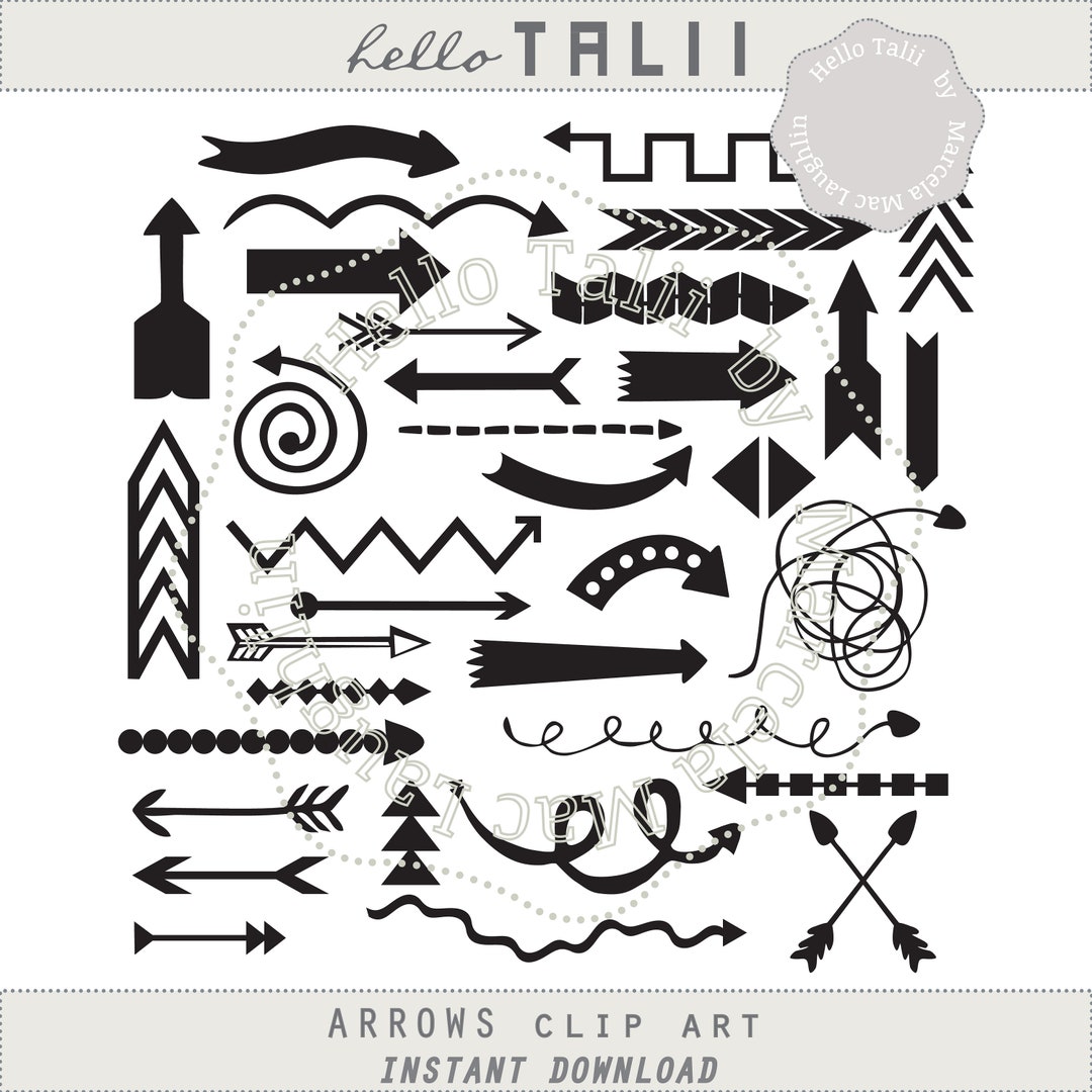 ARROW CLIPART- 35 DIGITAL Arrow Bundle Geometric Hand Drawn Doodle ...