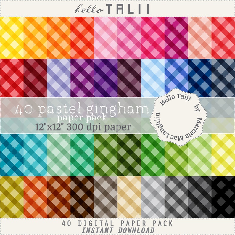 PASTEL GINGHAM Digital Paper Diagonal Crosshatch on Pastel - Etsy