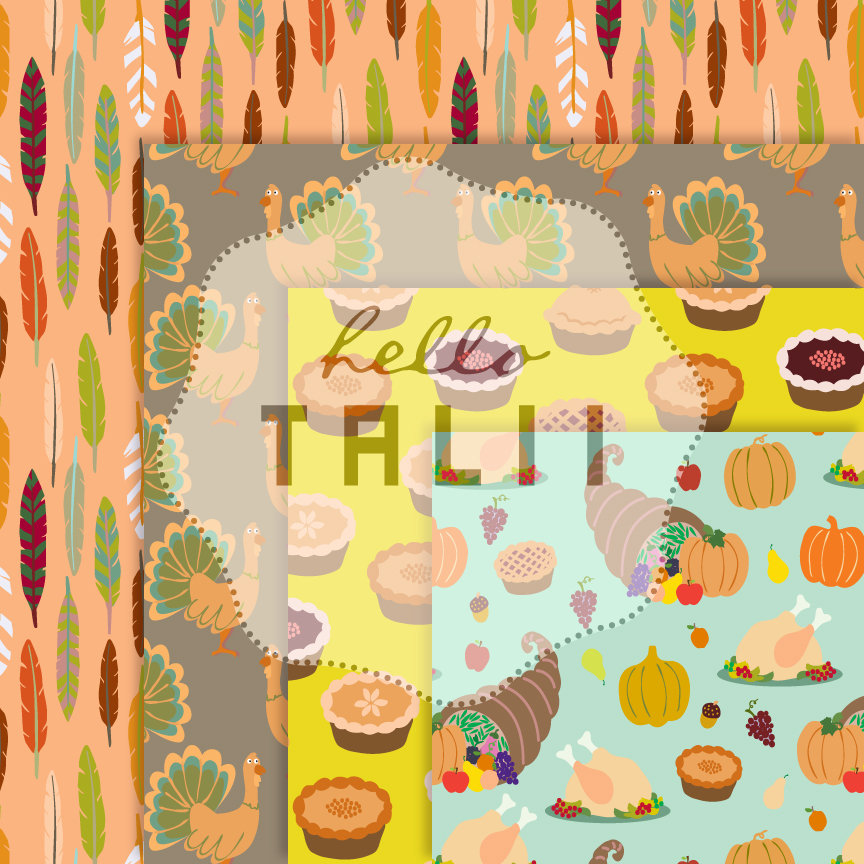 Happy THANKSGIVING Digital Paper Thanksgiving Decor Turkey - Etsy
