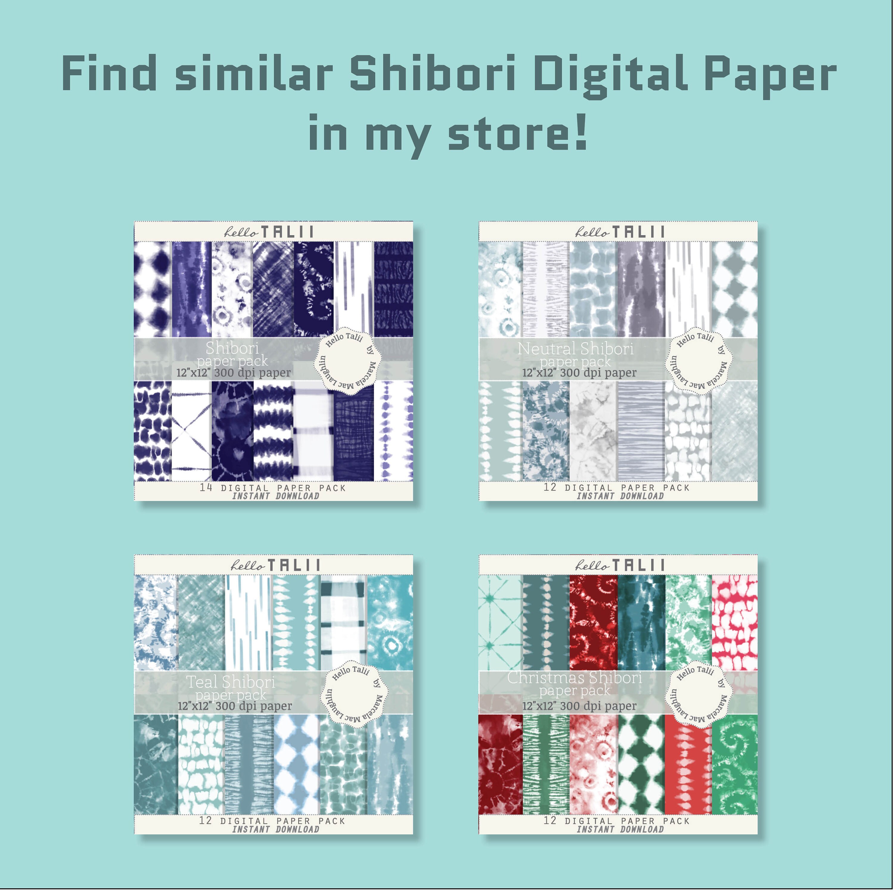 SHIBORI Digital Paper Shibori Patterns Indigo Batik - Etsy