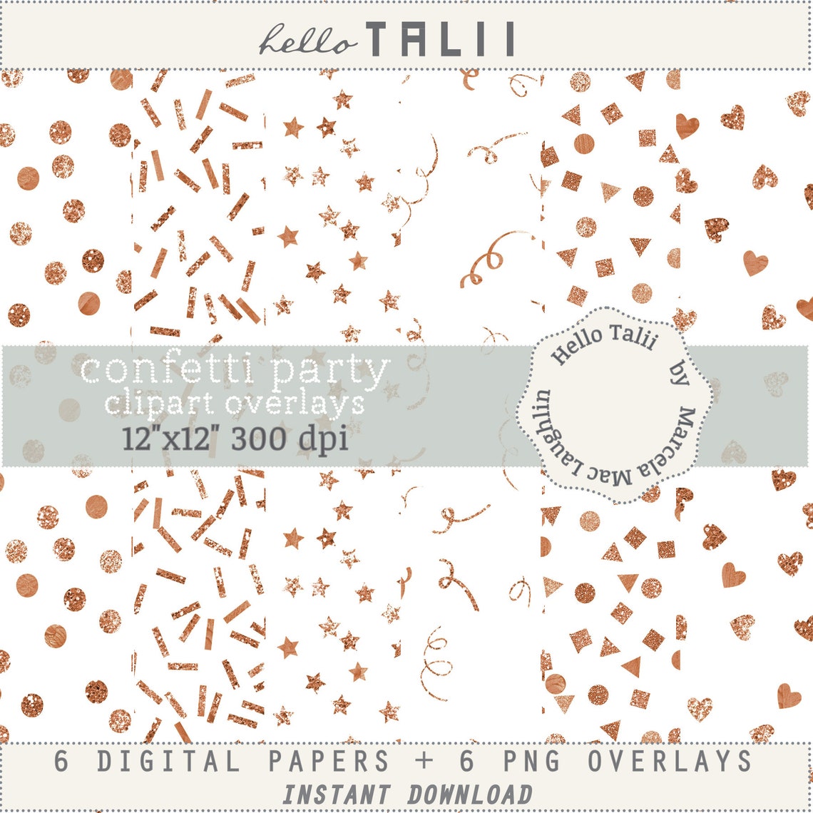 ROSE GOLD Confetti Overlays Glitter Confetti Clipart - Etsy