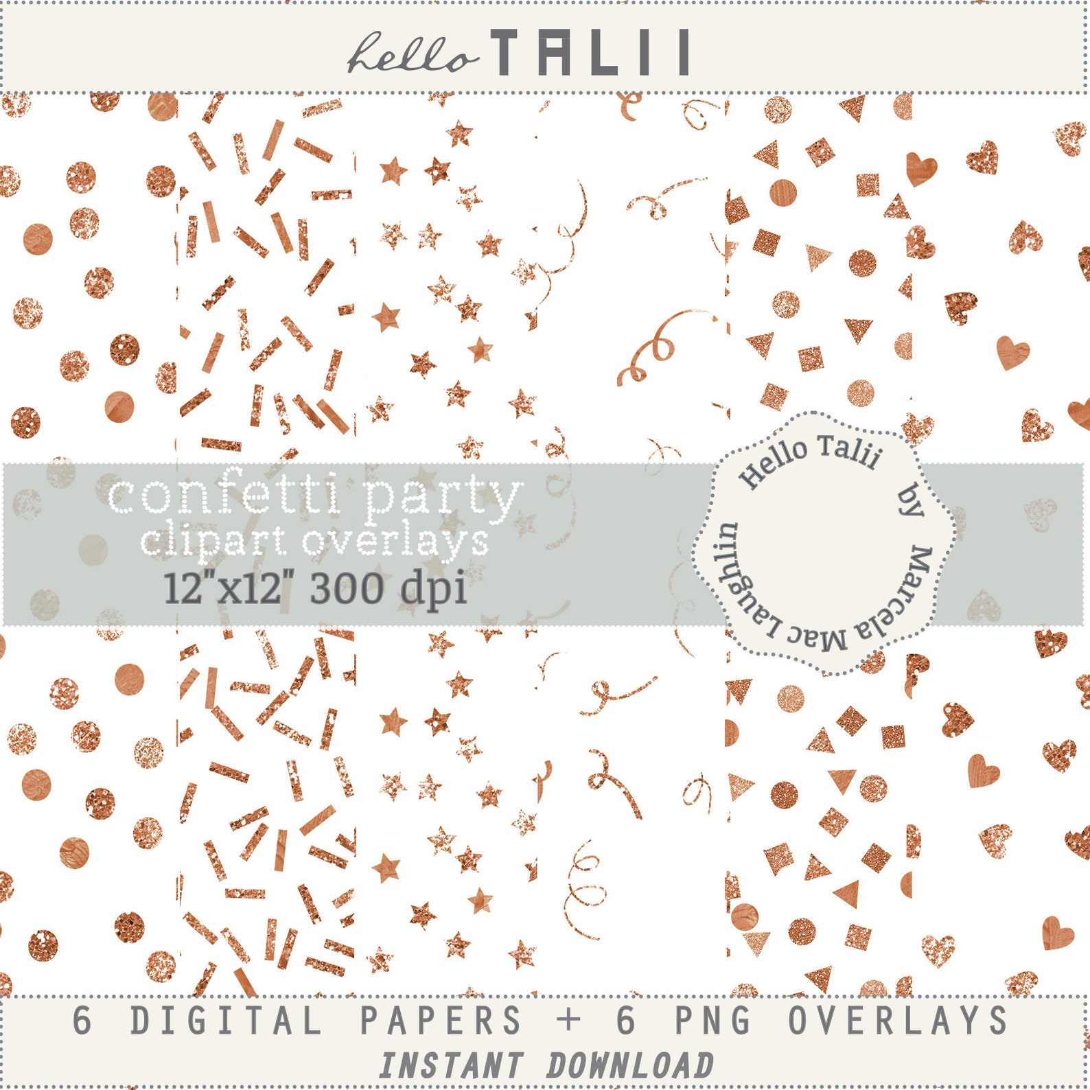 ROSE GOLD Confetti Overlays Glitter Confetti Clipart - Etsy