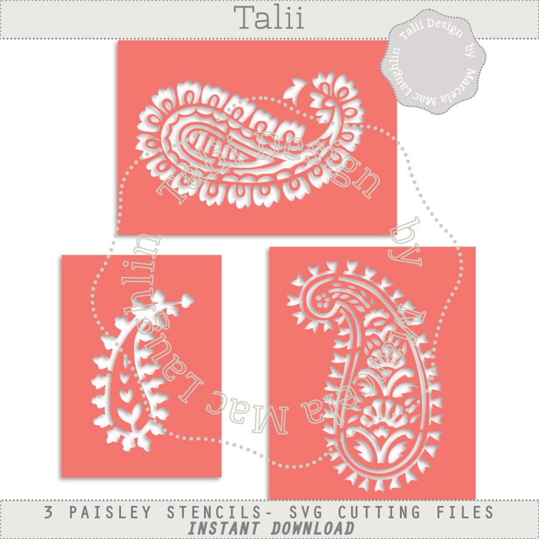 Paisley Stencil SVG Cutting Files DIGITAL- 3 Indian Stencils Arabesques ...