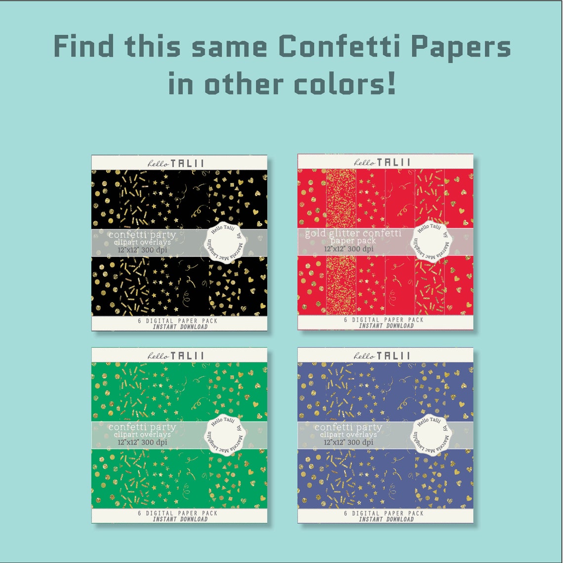 MINT and Gold Confetti Party DIGITAL Paper Mint Background | Etsy