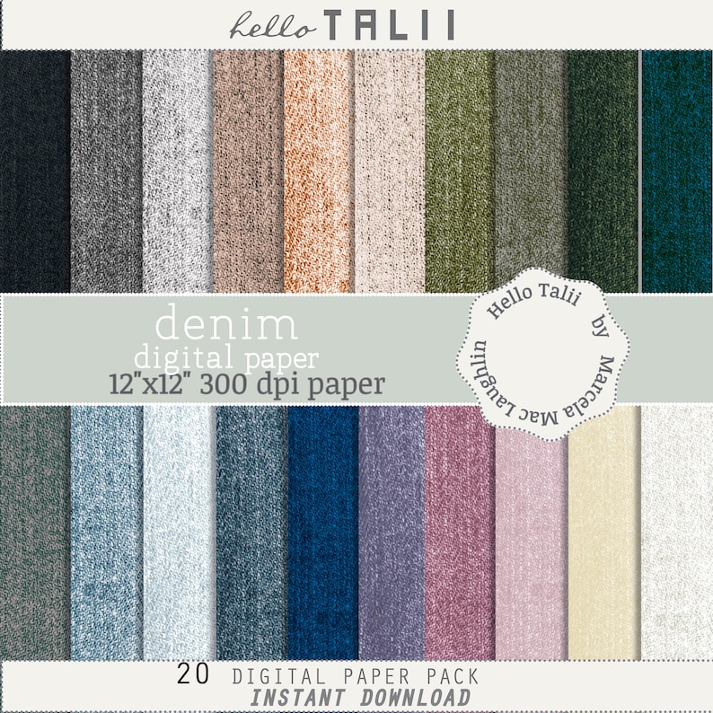 Denim DIGITAL Paper- 20 Rainbow Colors Jeans Backgrounds Light Blue ...