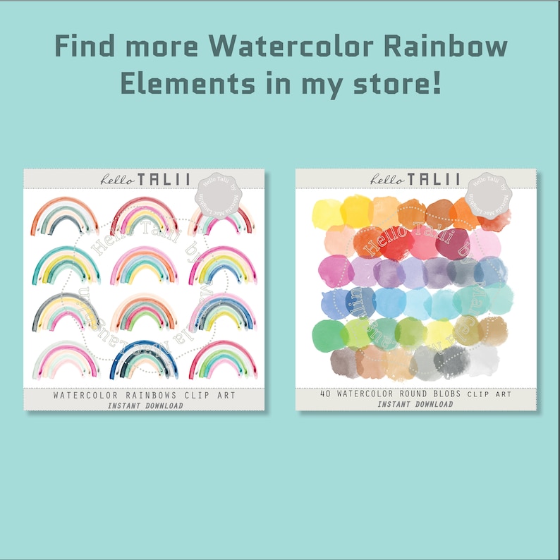 WATECOLOR RAINBOW BORDERS Clip Art 44 Watercolor Brushstrokes - Etsy