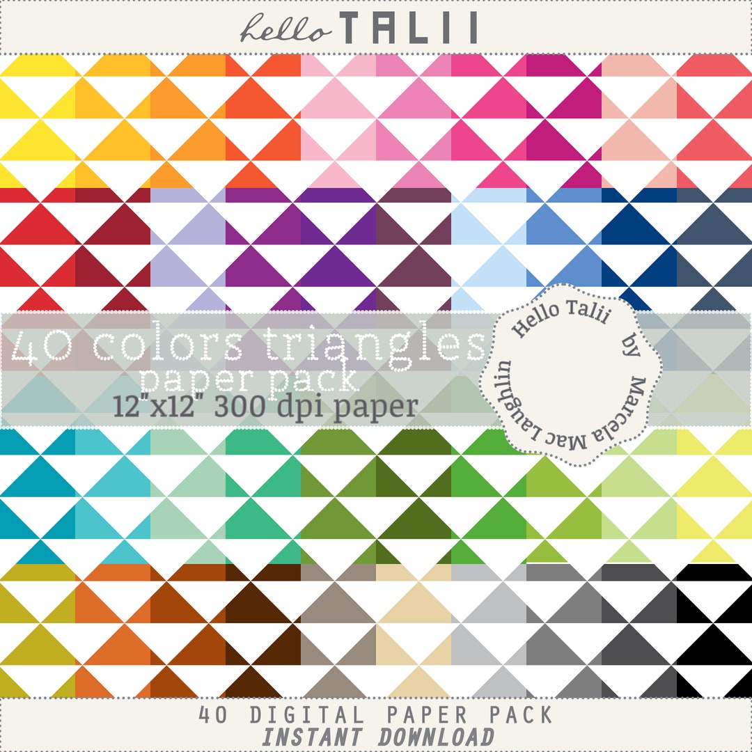 TRIANGLES Digital Paper Rainbow Triangles Backgrounds Rainbow - Etsy