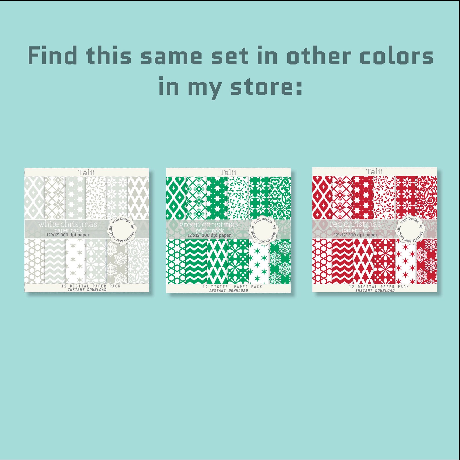 RED CHRISTMAS Digital Paper White and Red Backgrounds for - Etsy