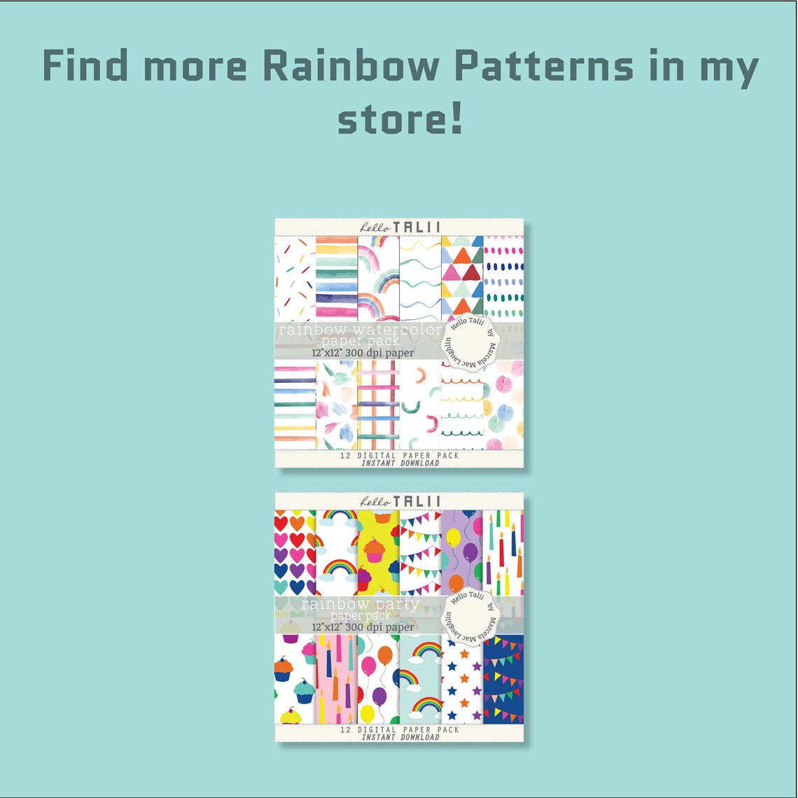 Rainbow Digital Paper RAINBOW BIRTHDAY Rainbow Colors Rainbow - Etsy