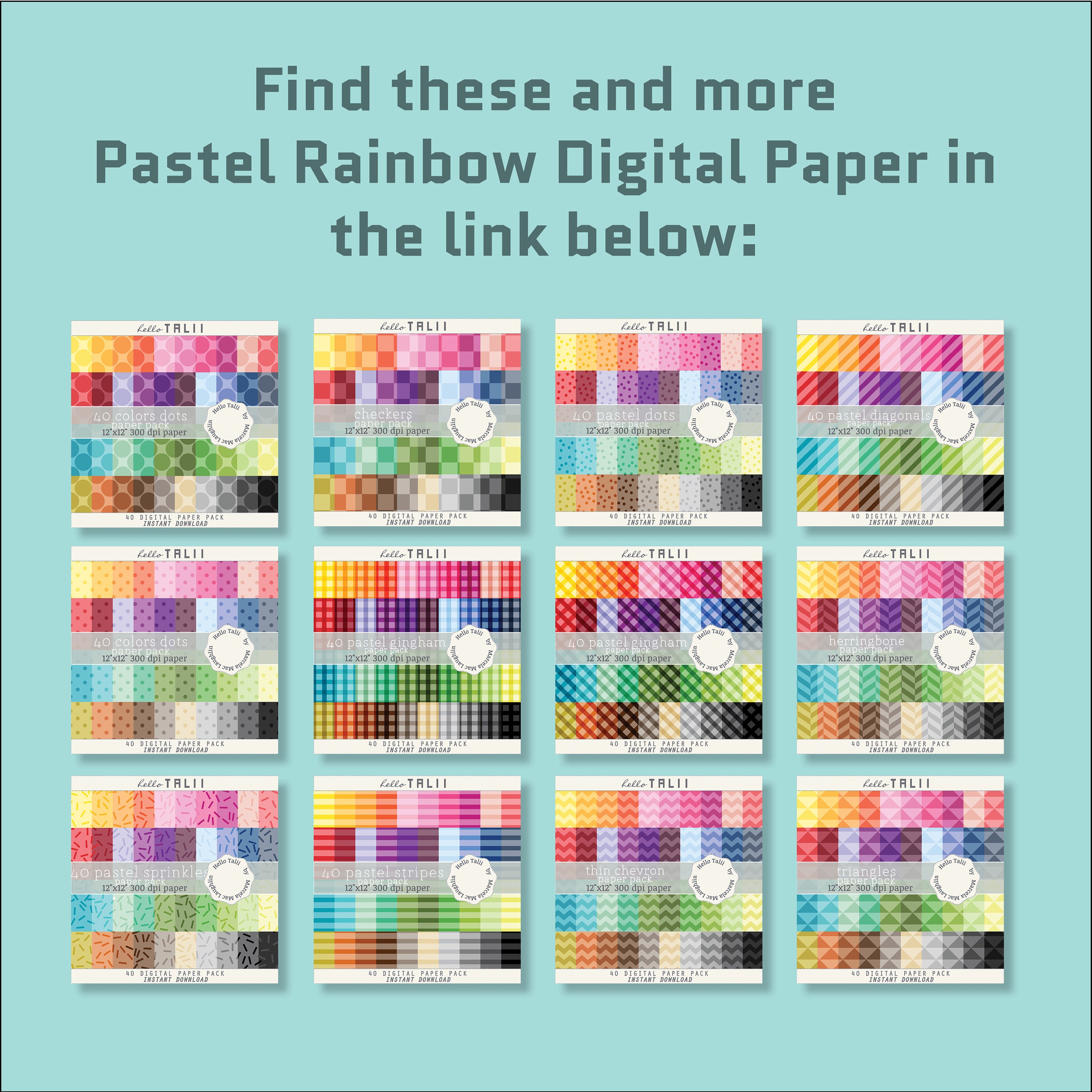 Big CHEVRON Digital Paper Rainbow Pastel Colors Thick Chevron - Etsy