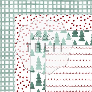 Christmas WATERCOLOR Digital Paper Red Green White Watercolor - Etsy