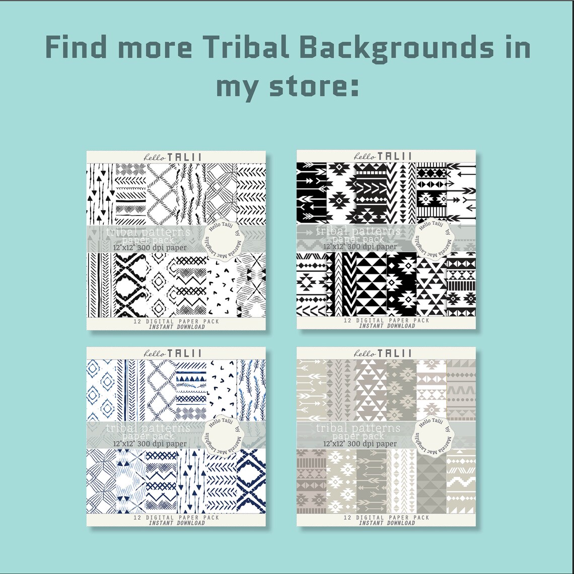 Tribal Digital Paper TRIBAL PATTERNS Aztec Digital Paper | Etsy