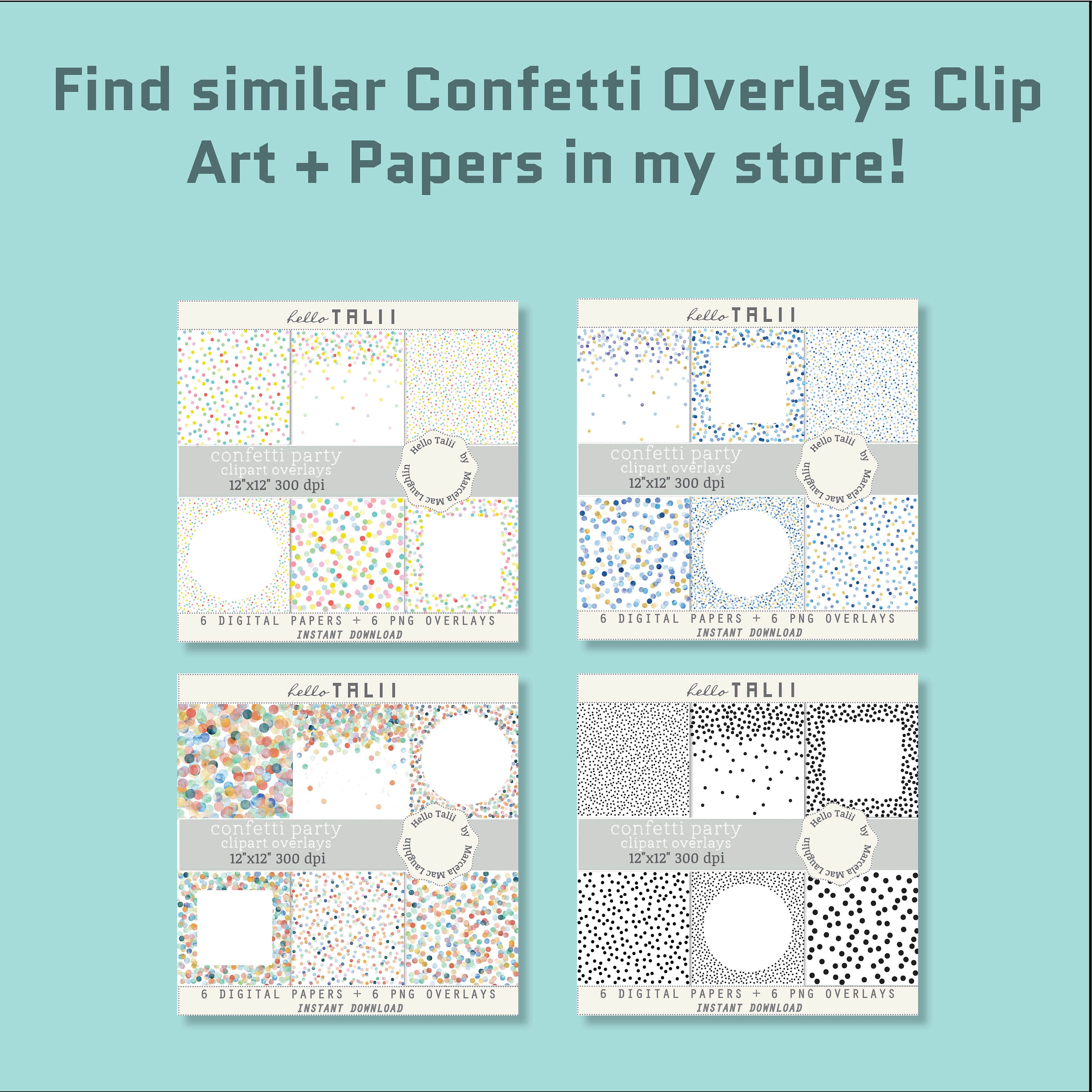 Polka DOTS Clipart Overlays- Pastel Confetti Party Digital Papers ...