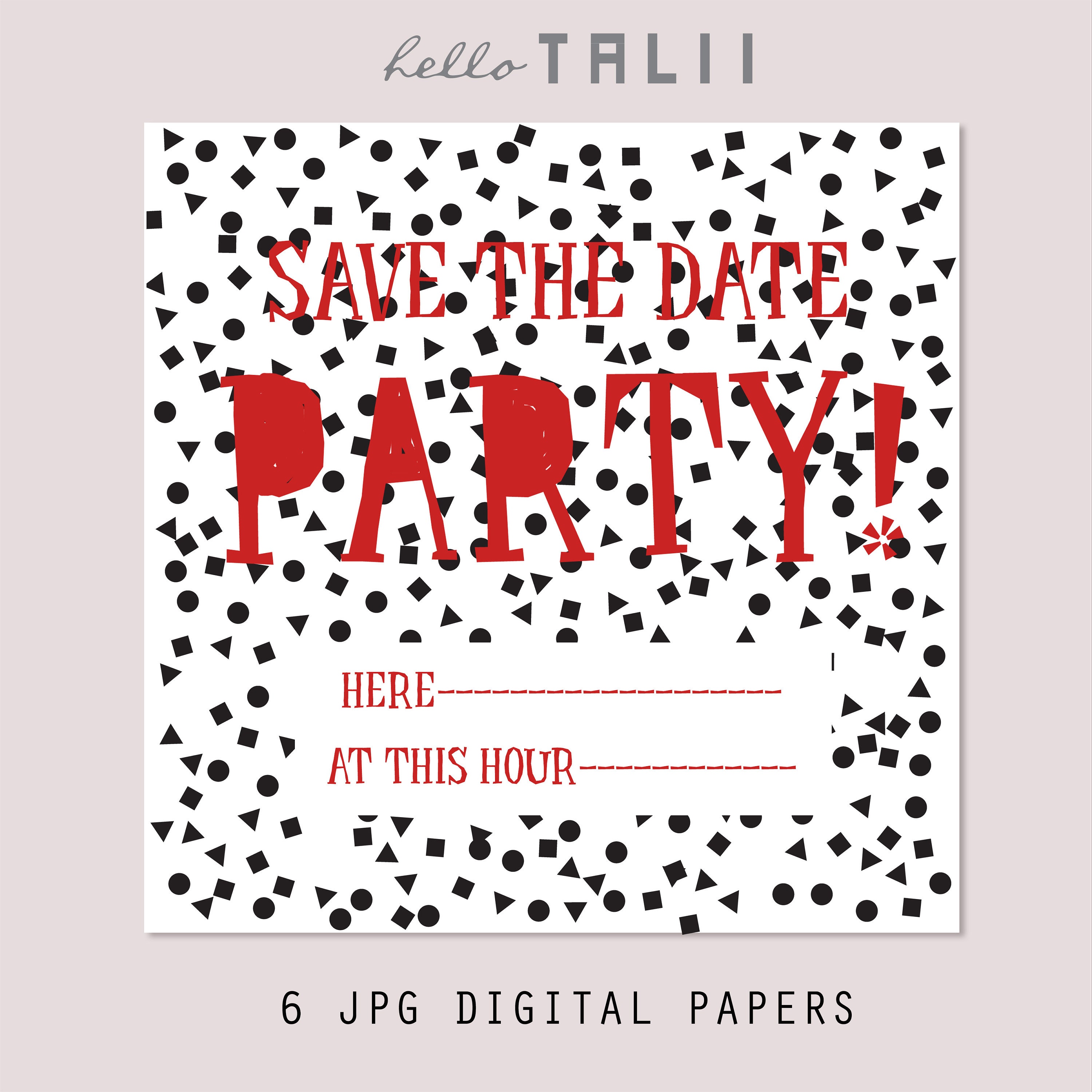 Confetti NEGRO Clipart y Papel Digital JPG PNG 6 papeles - Etsy México