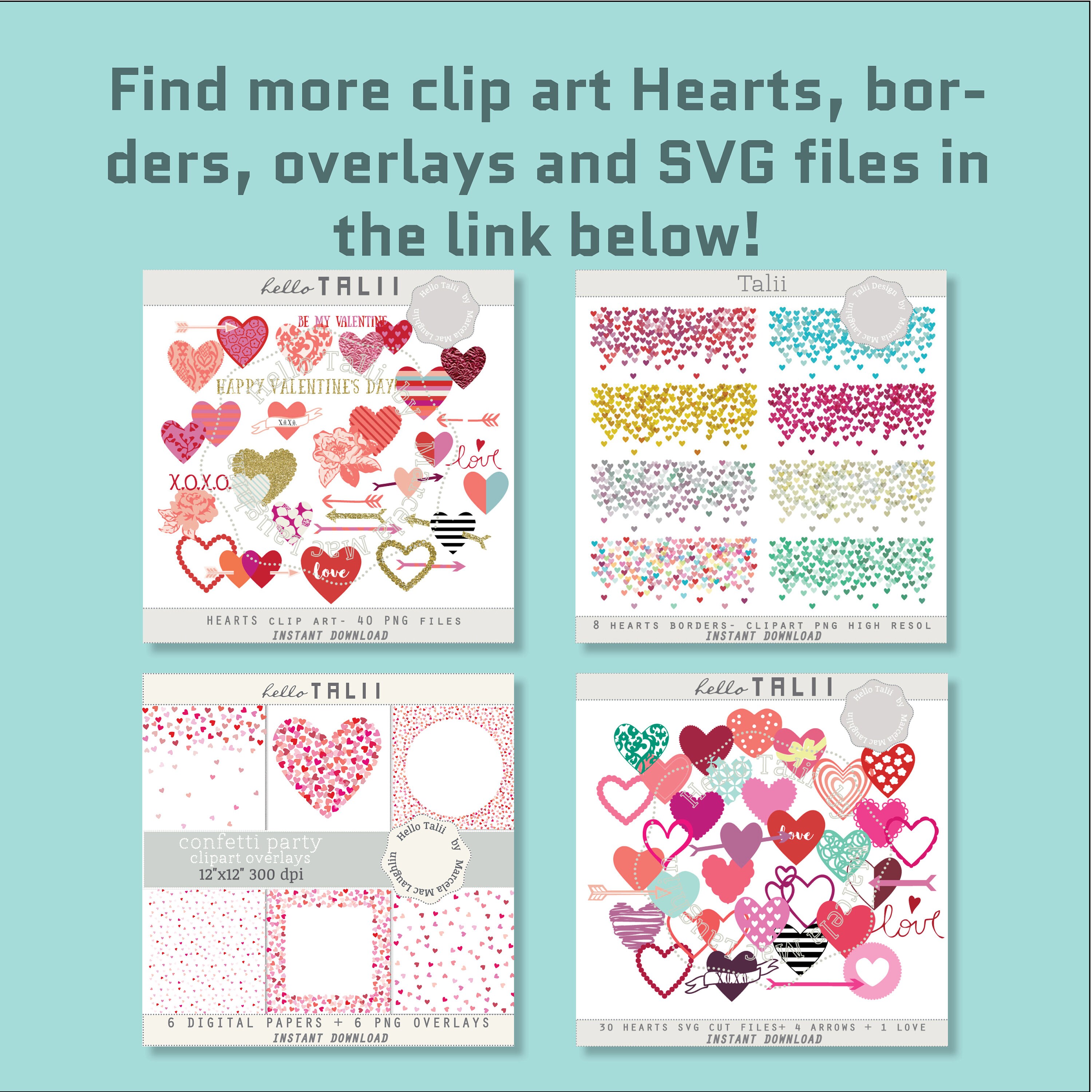 WATERCOLOR HEARTS Clipart Red and Pink Handpainted Hearts and | Etsy