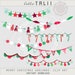 MERRY CHRISTMAS Garlands Clip Art- Red Green and White Bunting Banners ...