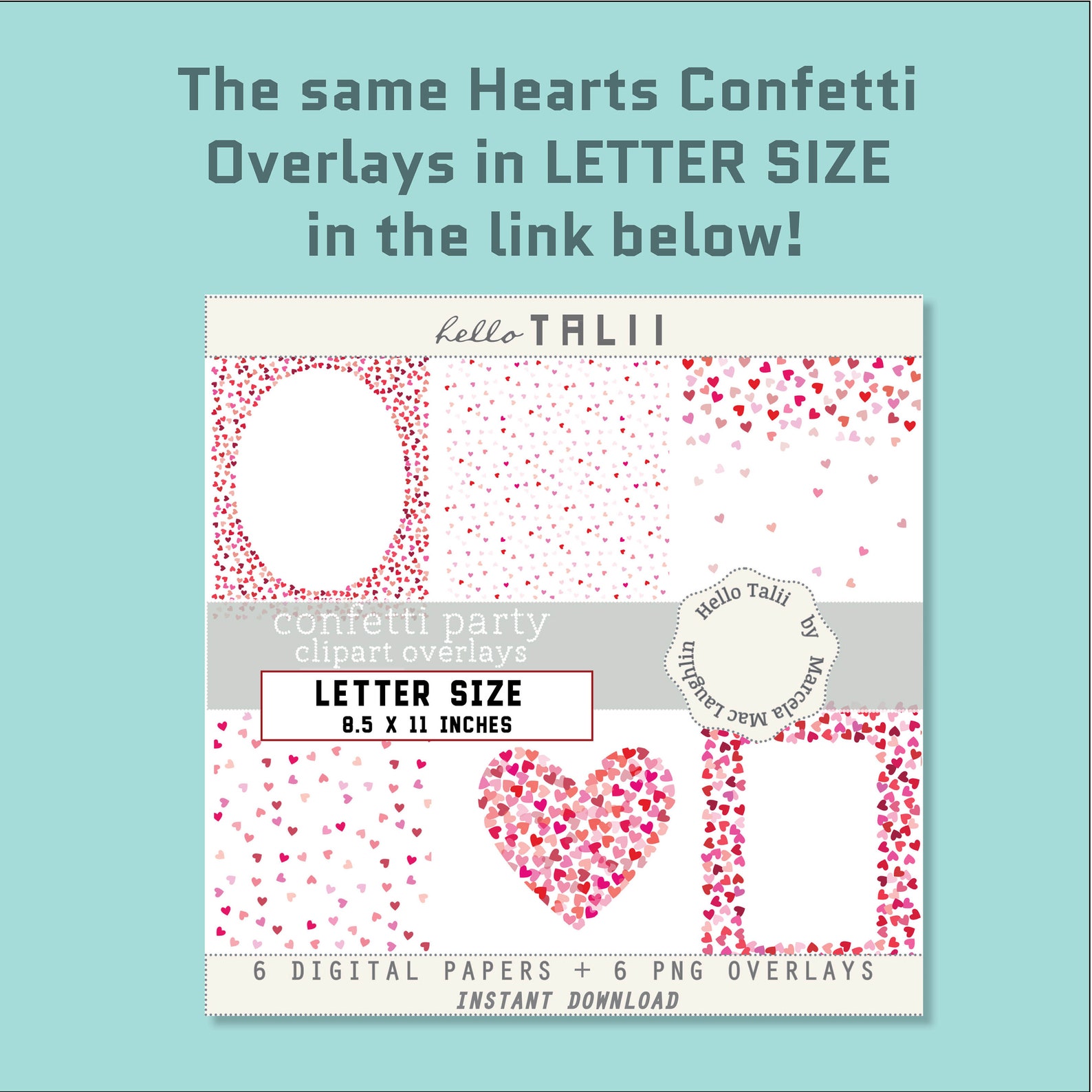 HEARTS Overlays Transparent PNG JPG Digital Papers Red - Etsy