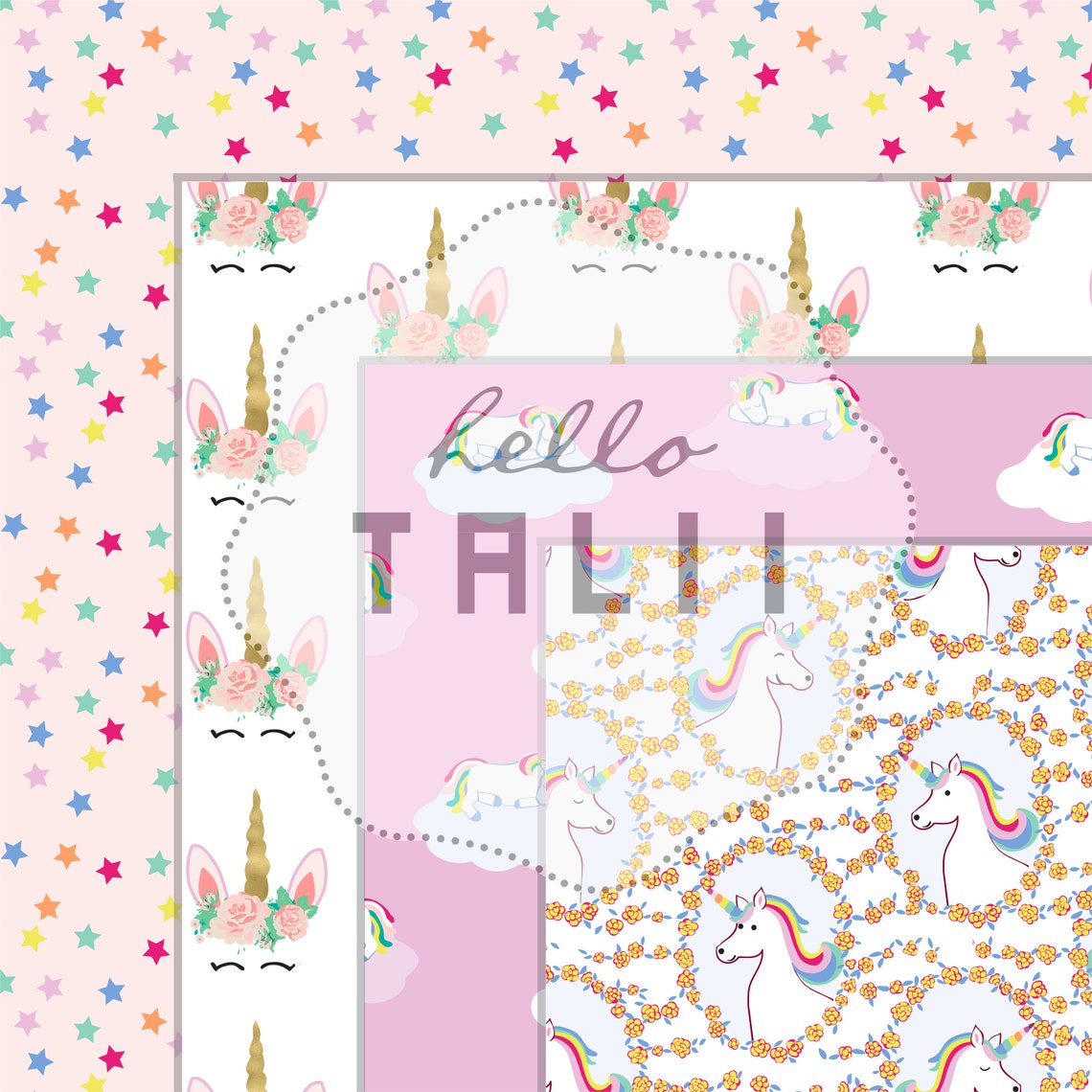 UNICORN Digital Paper Magical Unicorn Party Paper Birthday - Etsy