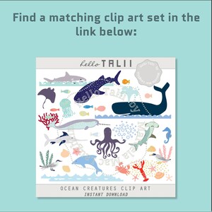 UNDER THE SEA Digital Paper- Sea Life Ocean Creatures Shark Whale ...
