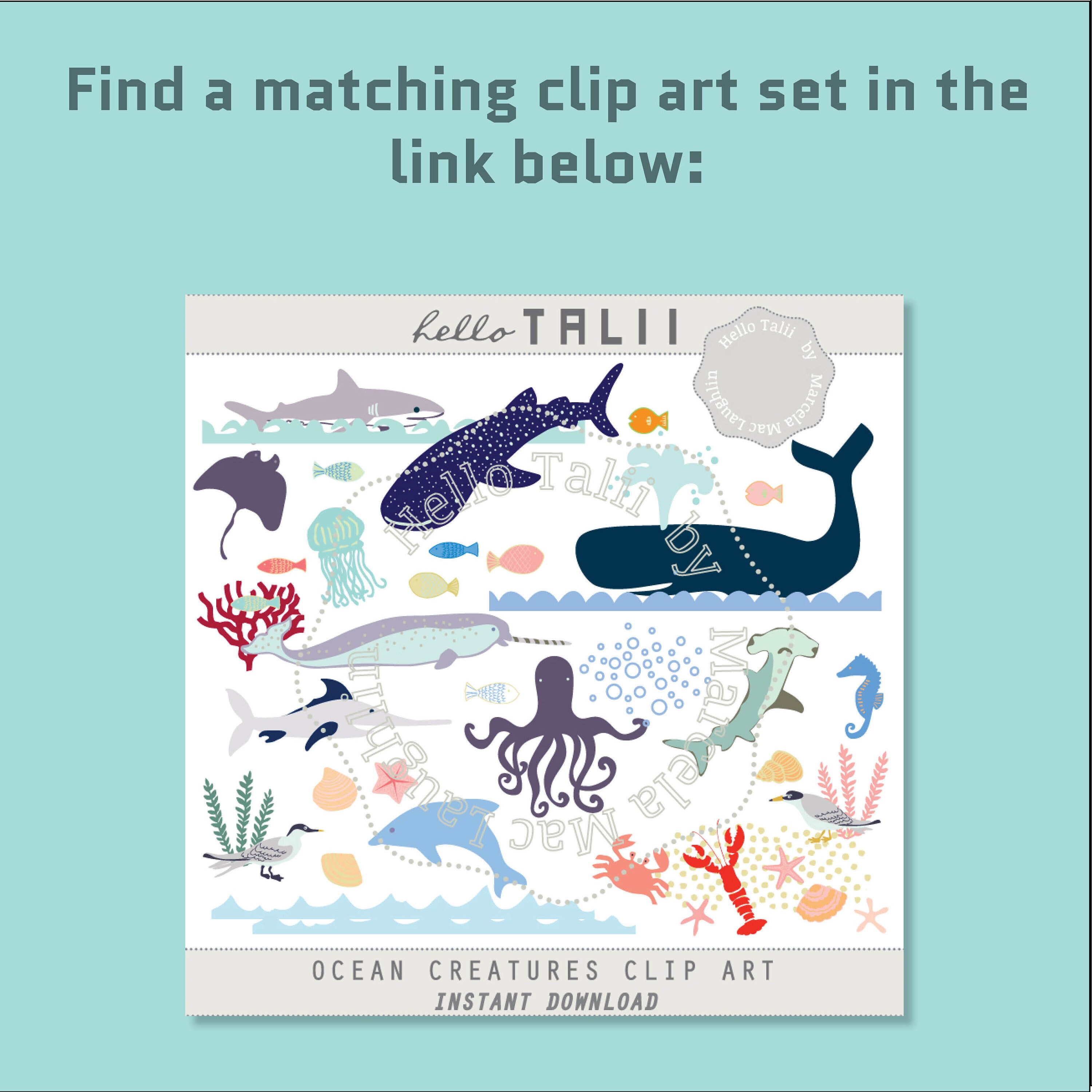 UNDER THE SEA Digital Paper Sea Life Ocean Creatures Shark - Etsy