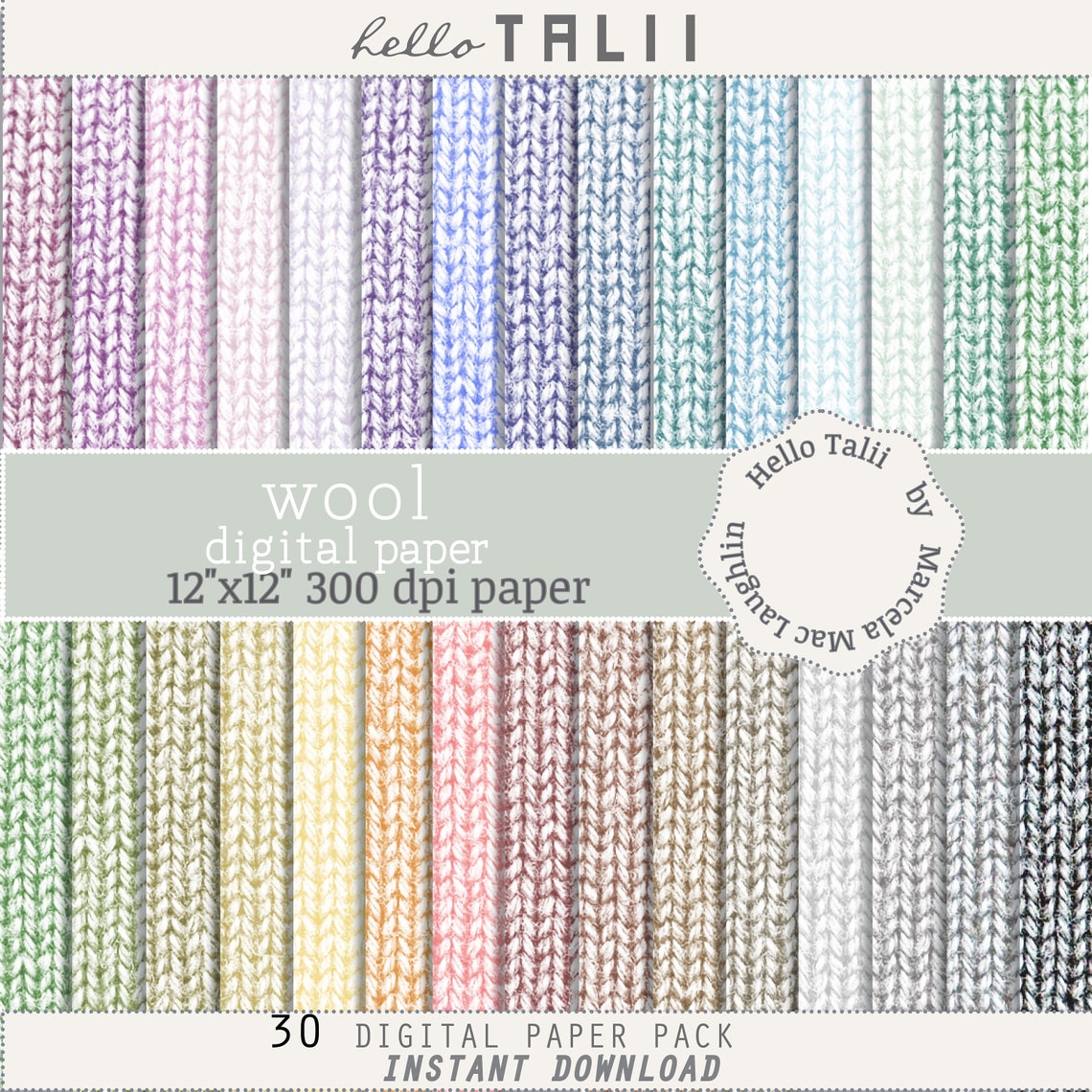 WOOL DIGITAL PAPER 30 Rainbow Pastel Colors Wool Textures - Etsy