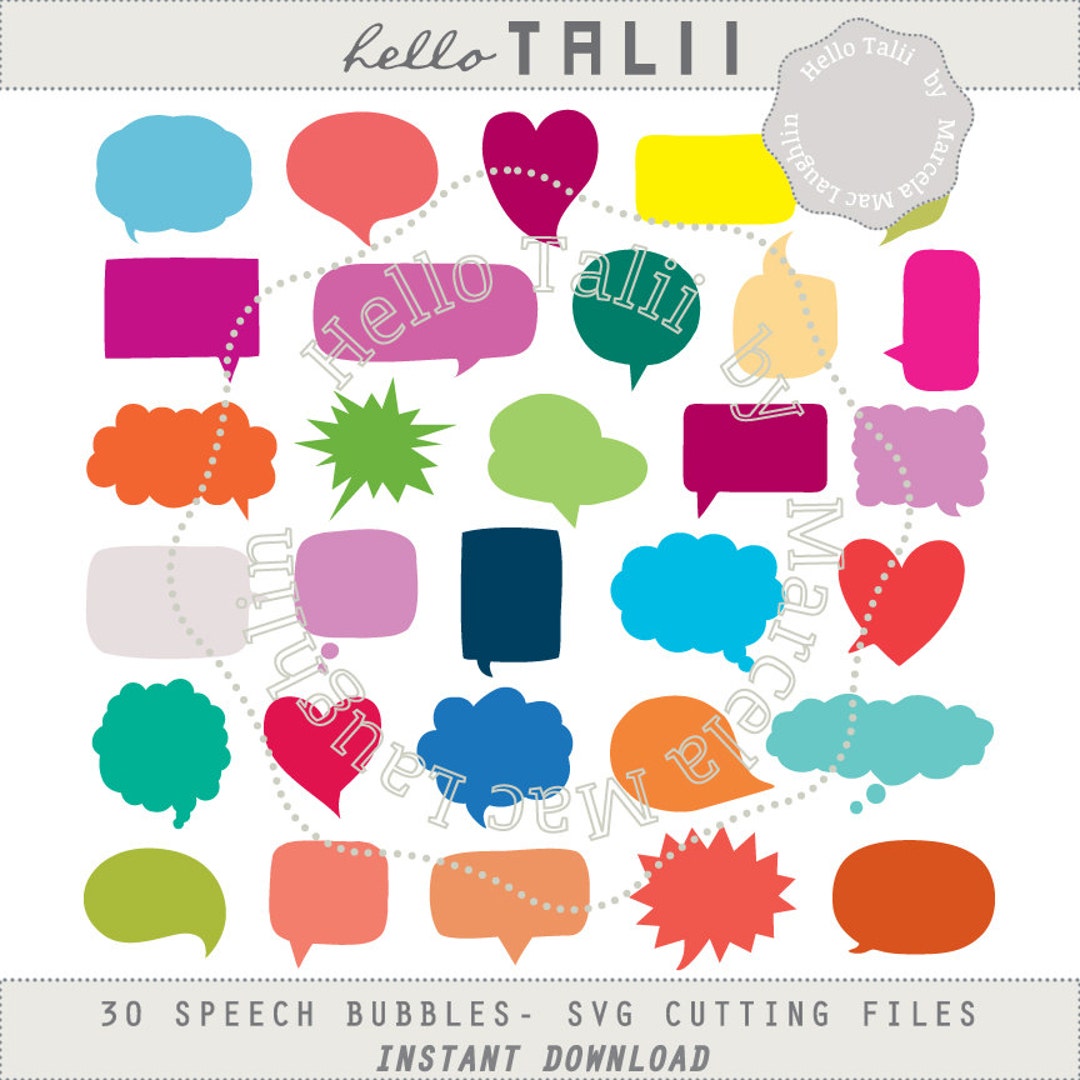 Speech Bubbles SVG CUT FILES- 30 Comic Chat Dream Thought Love Word ...