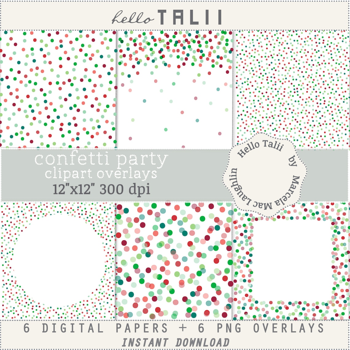 CHRISTMAS Confetti Clipart Overlays Red and Green Confetti - Etsy