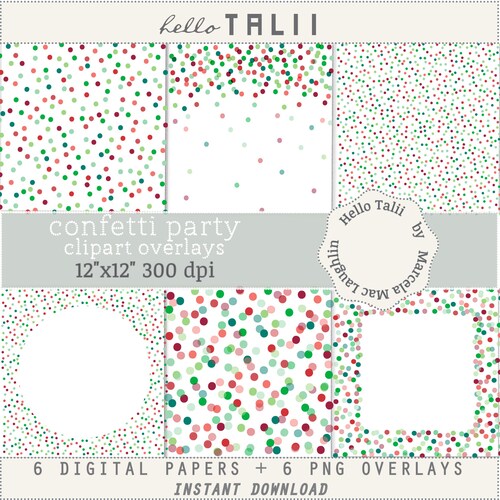 BLACK Confetti Transparent OVERLAYS Digital Papers Birthday - Etsy