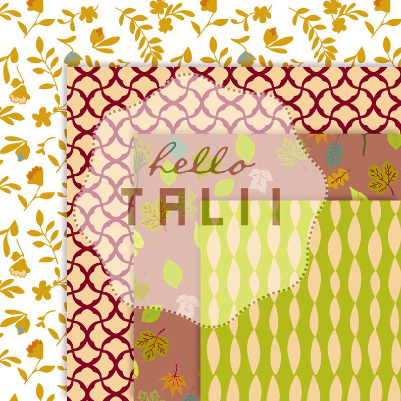 Fall Digital Paper AUTUMN PATTERNS- Fall Leaves Pumpkins Harvest Autumn ...