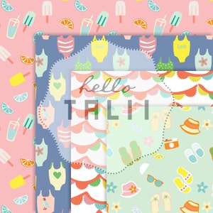 GIRLS POOL Party Digital Paper- Girls Summer Backgrounds Girl Beach ...