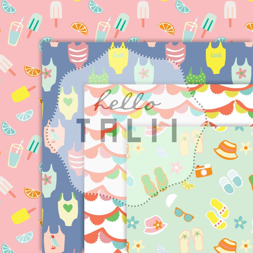 GIRLS POOL Party Digital Paper Girls Summer Backgrounds Girl - Etsy