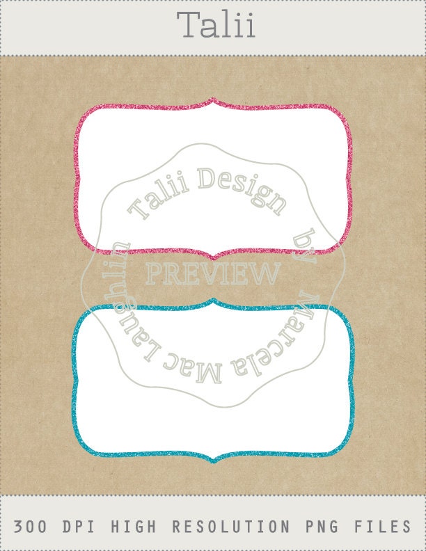Glitter Frames CLIP ART 15 White Labels With Glitter Border | Etsy