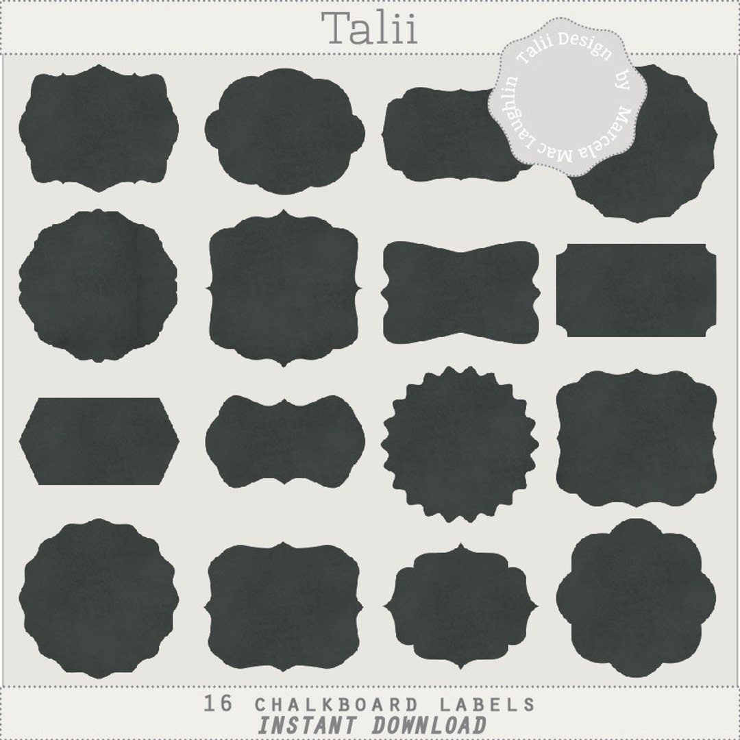 CHALKBOARD FRAMES CLIPART- 16 Black Frames Labels in Chalkboard ...