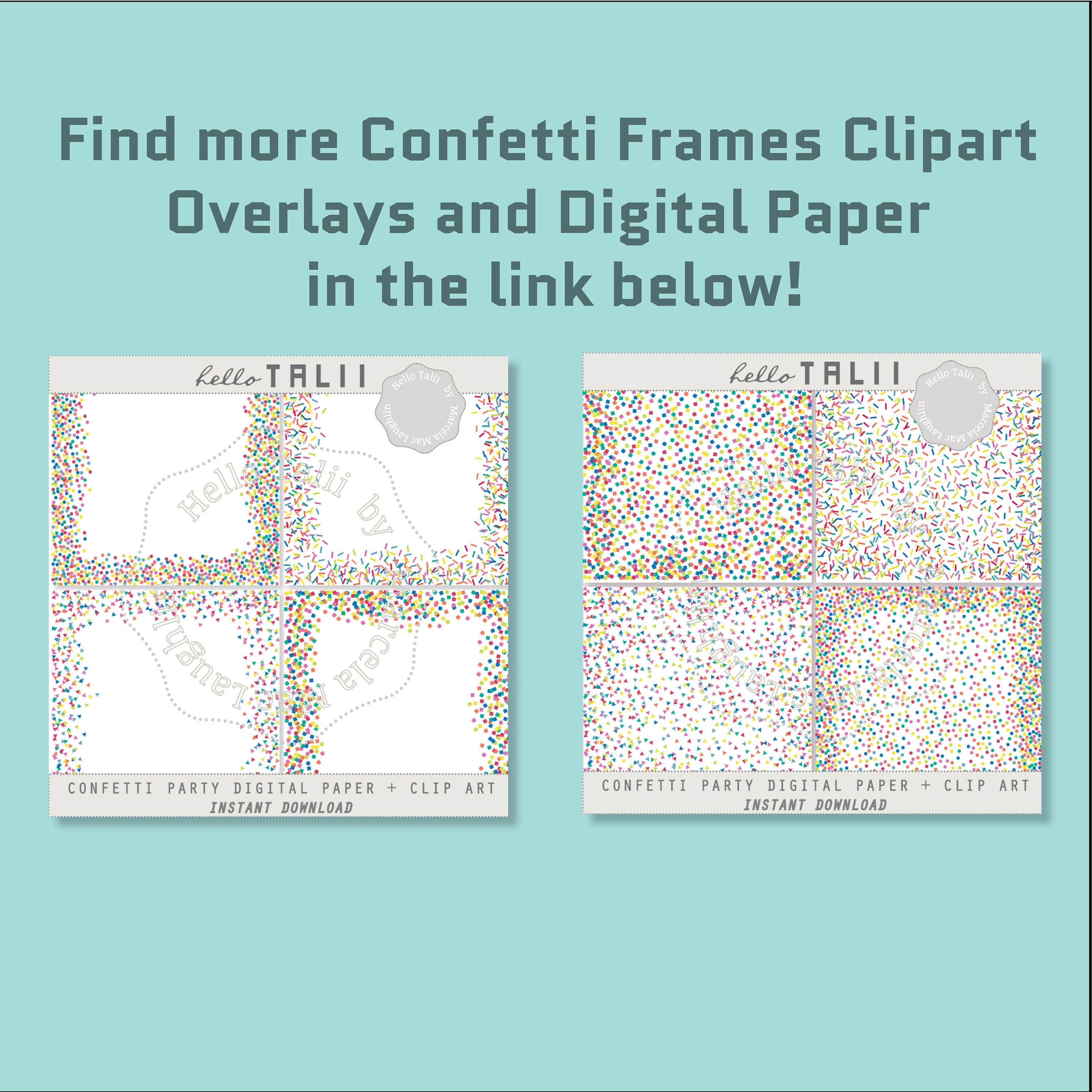 Confetti FRAMES Clipart Overlays Digital Papers RAINBOW | Etsy