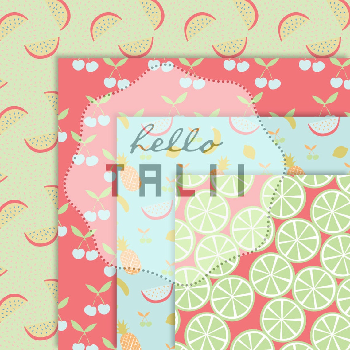 TUTTI FRUTTI Digital Paper FRUIT Salad Backgrounds Pineapples - Etsy