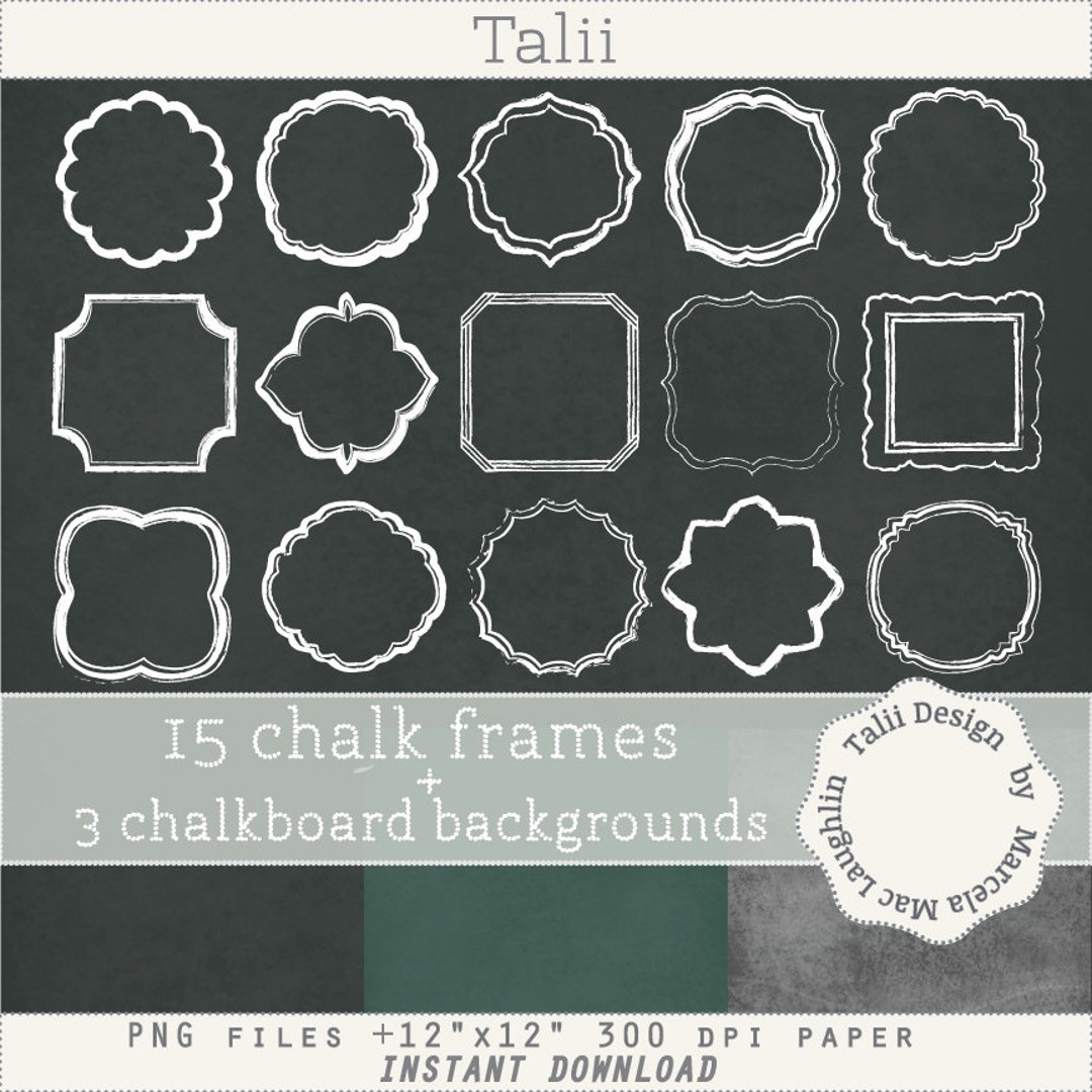 Chalkboard Frames Clipart HANDDRAWN FRAMES + 3 CHALKBOARD Digital ...